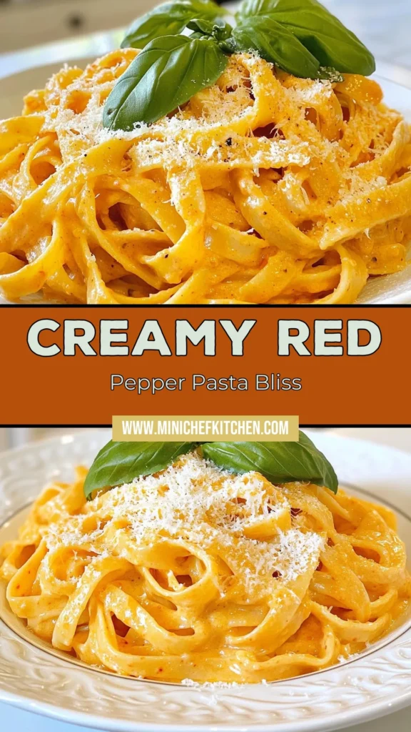 Creamy Roasted Red Pepper Pasta Easy and Flavorful Dish - mini chef kitchen